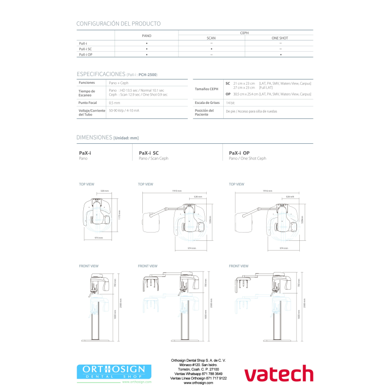 Rayos X Dental Panorámico y Lateral Digital Pax i SC Vatech