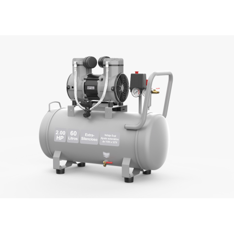 Compresor Dental 2 HP 60 Litros Horizontal 2060H-AL Rosenthal